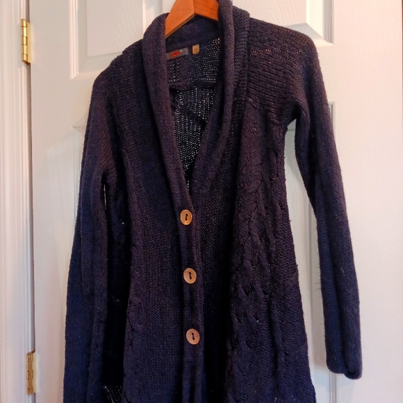 Dex | Sweaters | Dex Blue Cardigan Sweater With Textured Knit And Shawl ...
